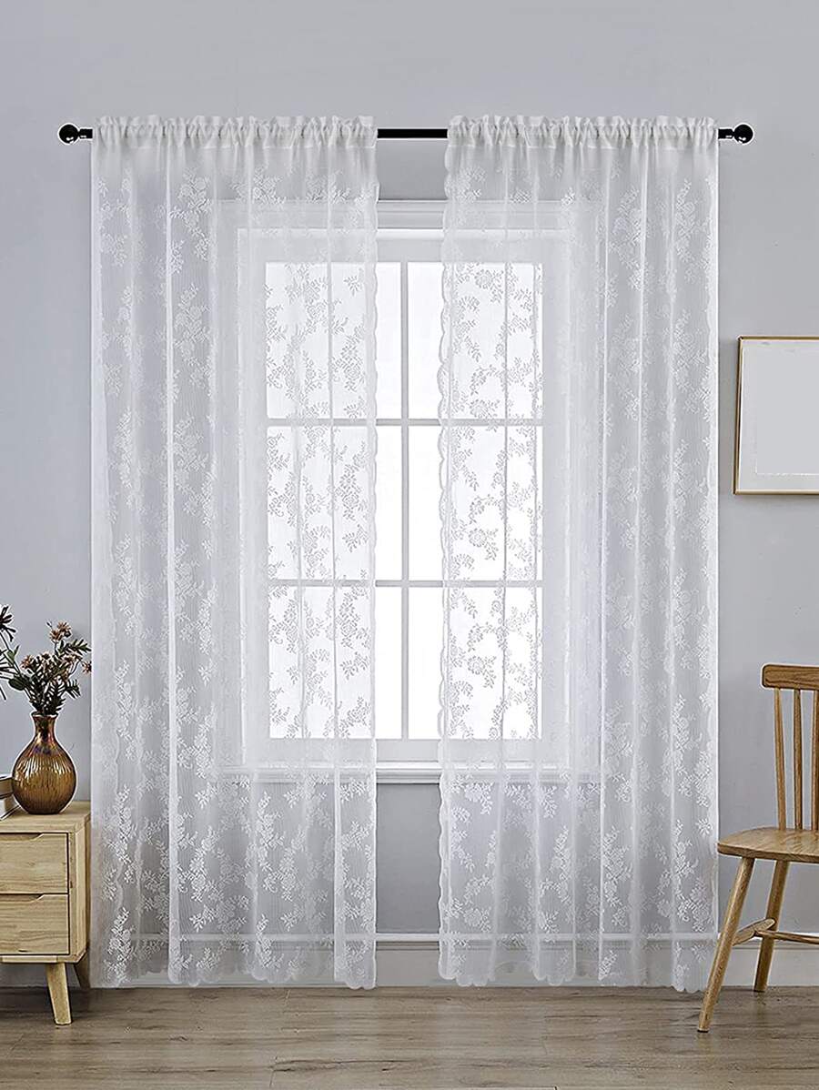 Flower Embroidered Single Panel Sheer Curtain | SHEIN USA
