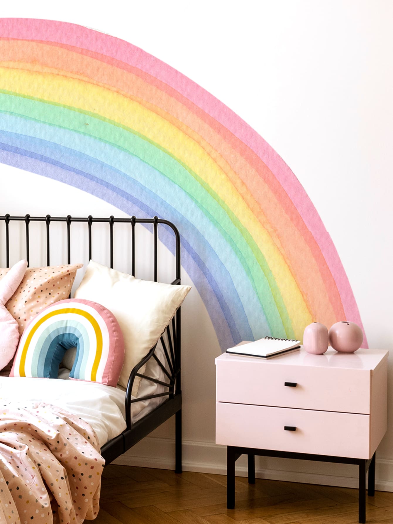 Rainbow Design Wall Sticker, Colorful Self Adhesive Wall Art Decal For ...