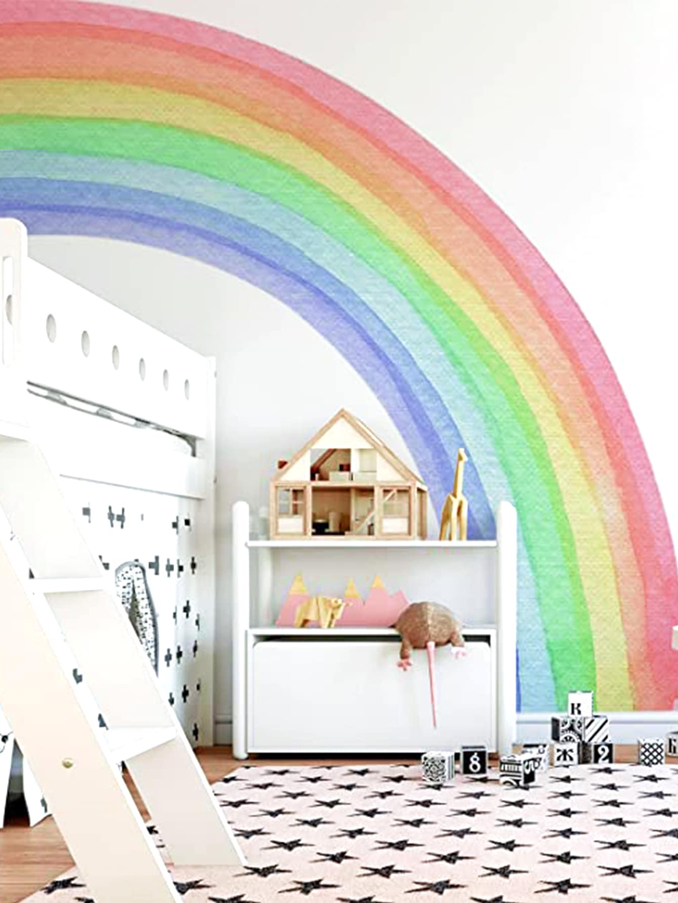 Rainbow Design Wall Sticker, Colorful Self Adhesive Wall Art Decal For ...