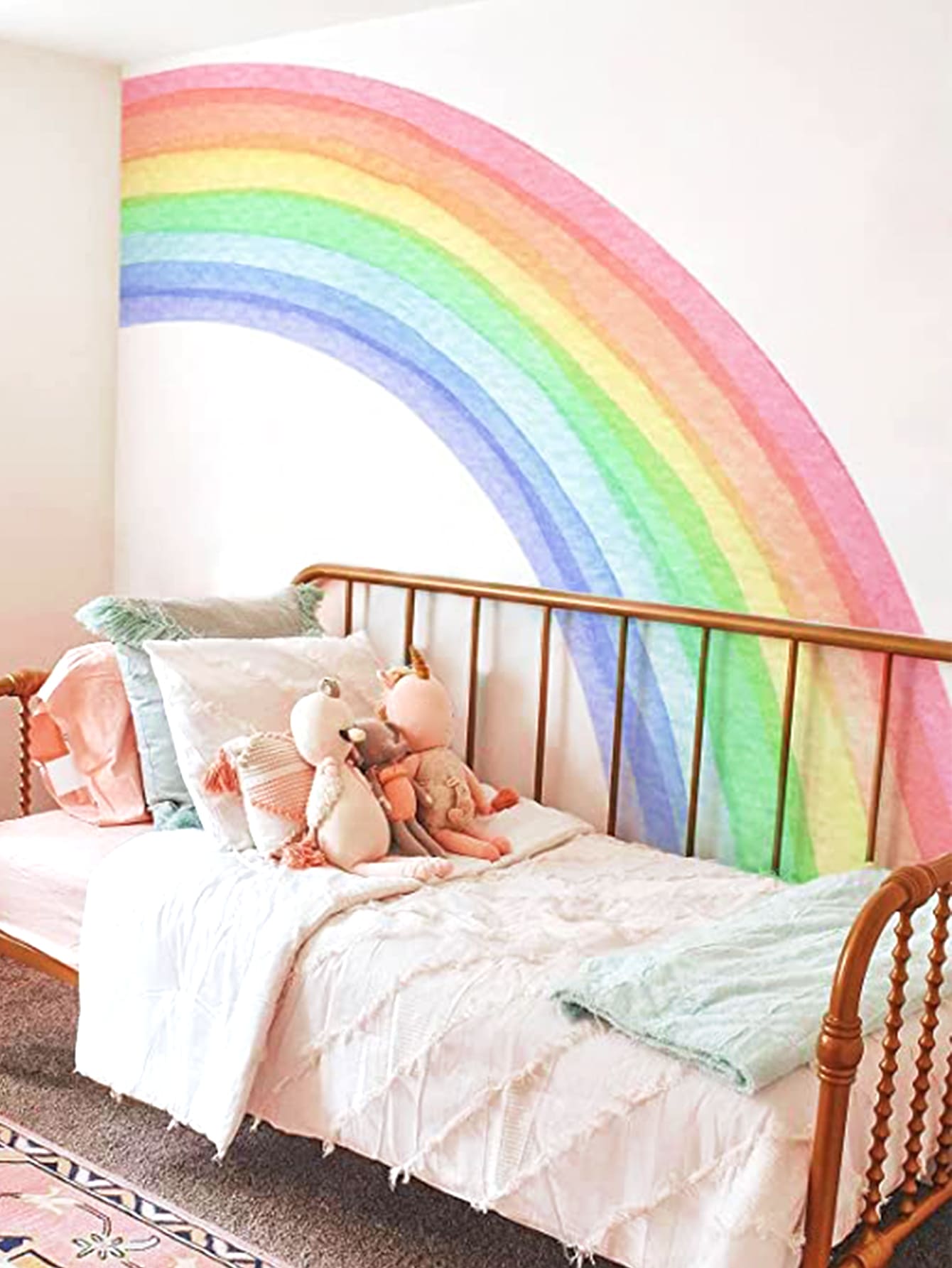 Rainbow Design Wall Sticker, Colorful Self Adhesive Wall Art Decal For ...
