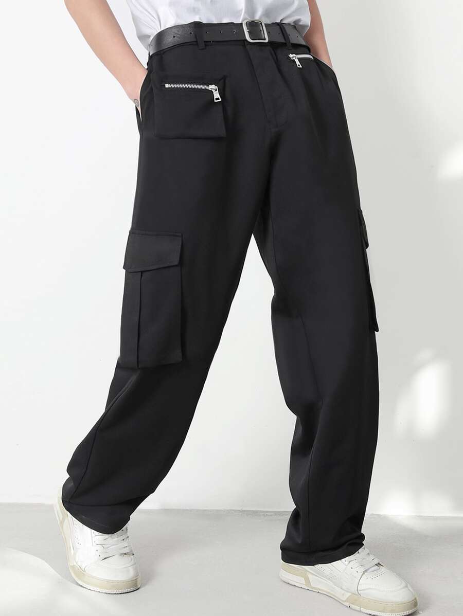 Manfinity Men Flap Pocket Side Cargo Pants Without Belt | SHEIN USA