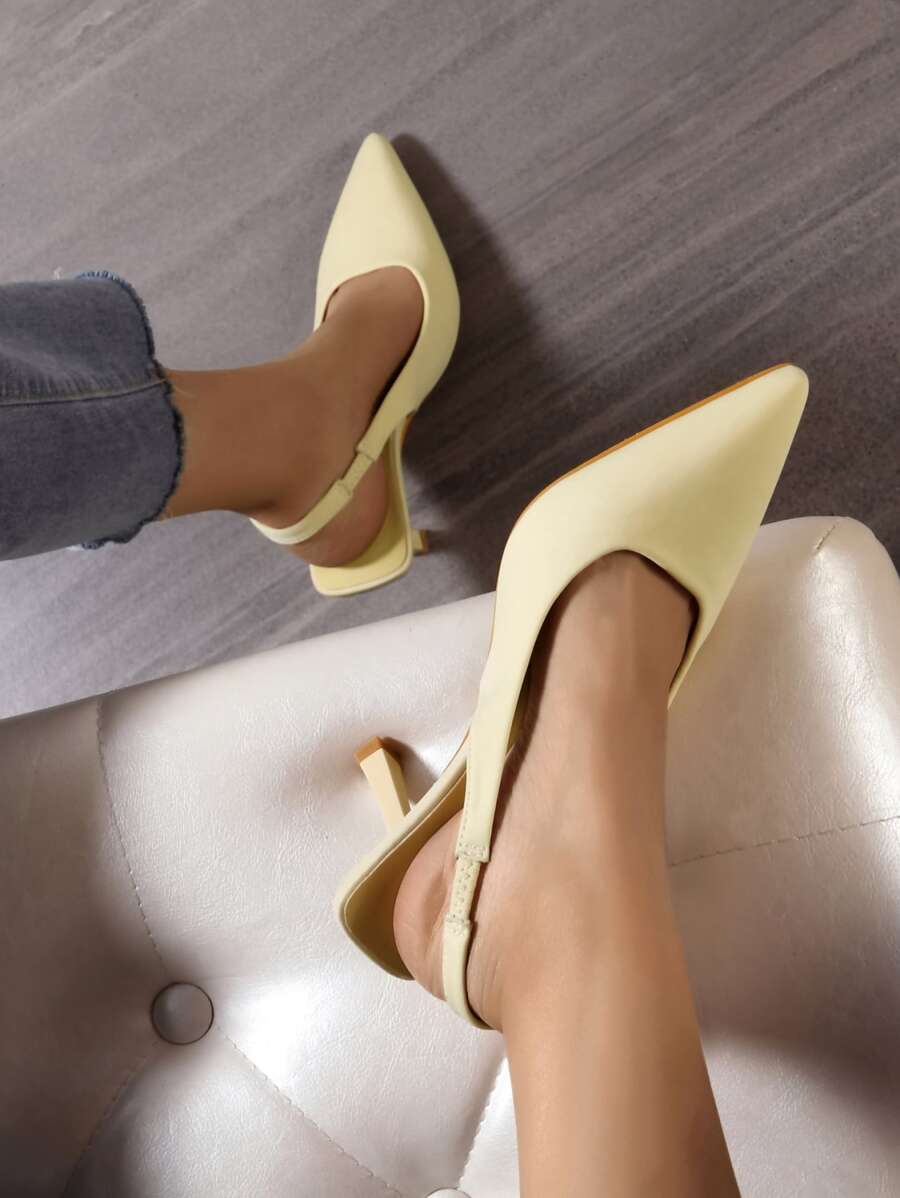 Point Toe Pyramid Heeled Slingback Pumps | SHEIN USA