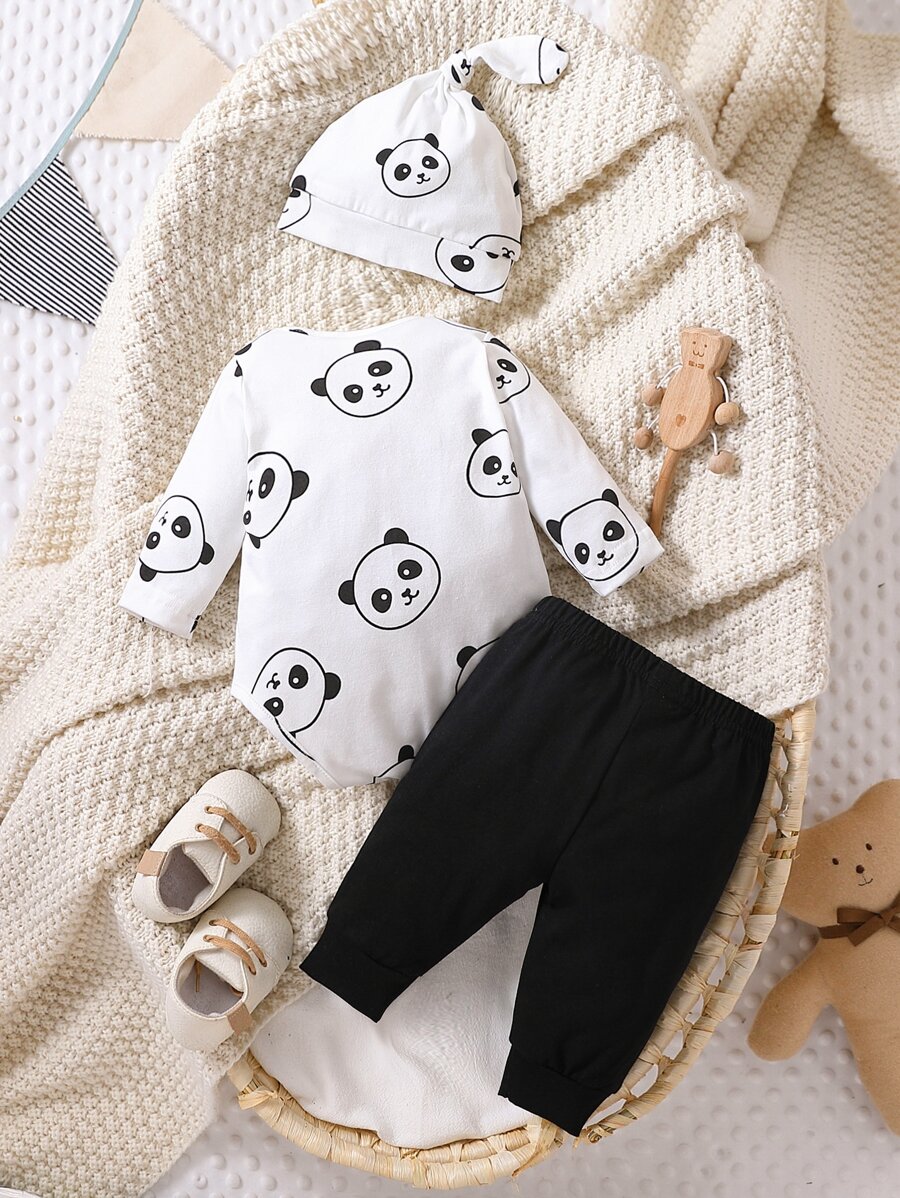 SHEIN Newborn Baby Boy Panda Print Bodysuit & Pants for Sale Australia ...