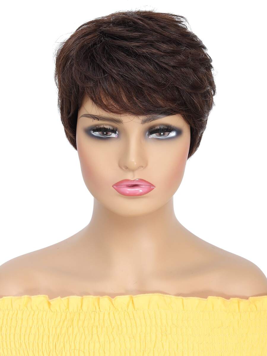 Short Human Hair Wig Pixie Cut Wigs 4# Short Cut Virgin Human Hair Wigs ...