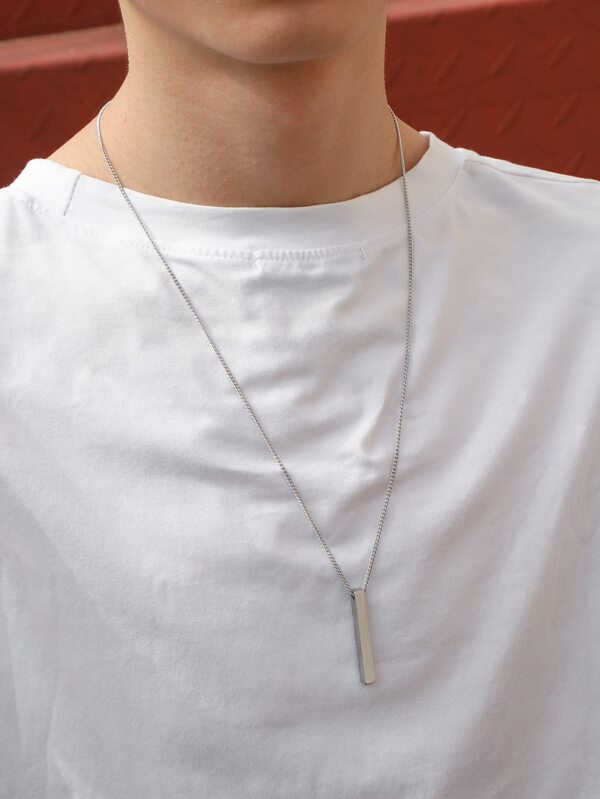 Fashionable and Popular Men Rectangle Pendant Necklace Stainless Steel ...