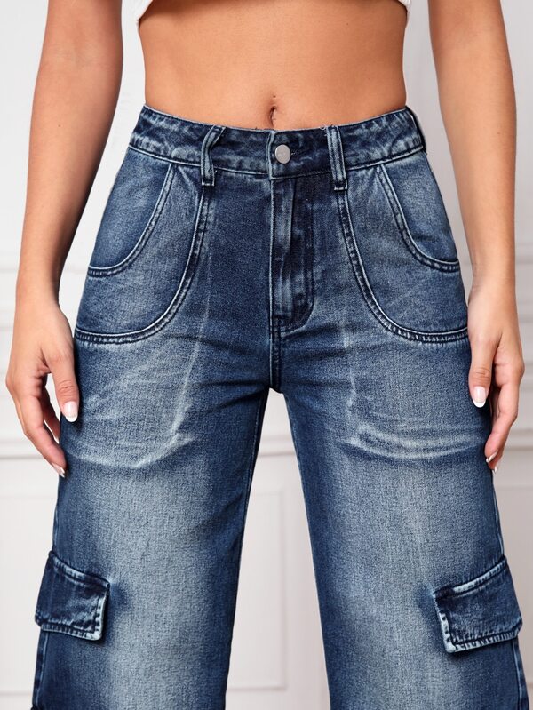 SHEIN Tall Flap Pocket Cargo Jeans | SHEIN USA