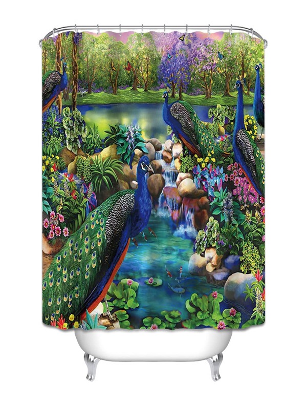 Peacock Pattern Shower Curtain | SHEIN USA