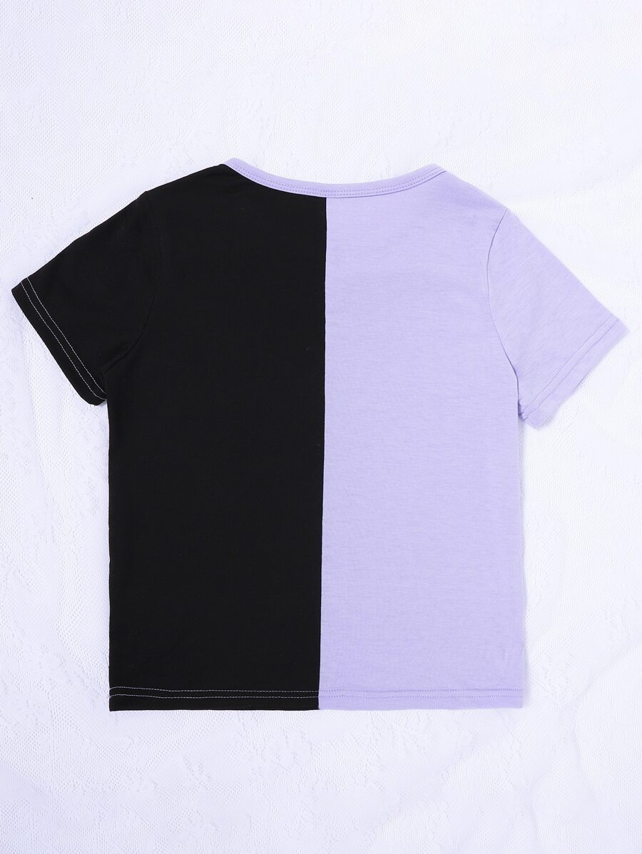 Tween Girl Butterfly Print Colorblock Tee | SHEIN USA