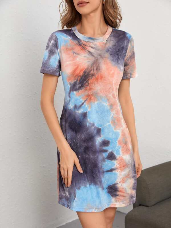 SHEIN Essnce Tie Dye Tee Dress | SHEIN USA