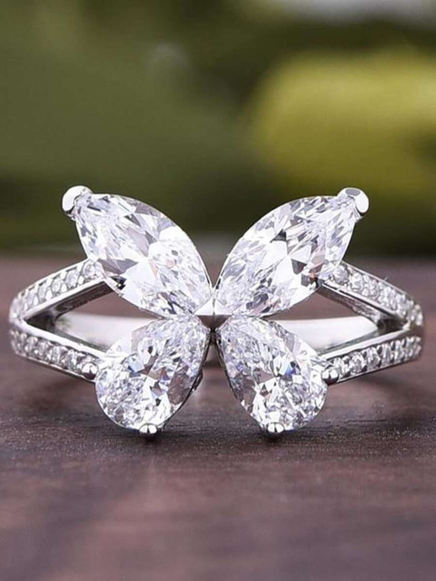 1pc Butterfly & Cubic Zirconia Ring | SHEIN USA