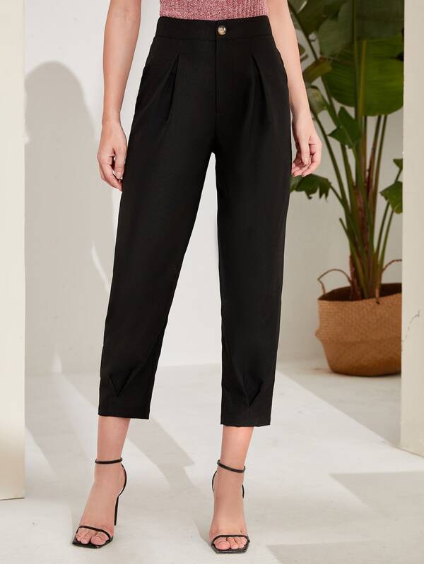SHEIN Mulvari Pantaloni vita alta plissettato cropped | SHEIN ITALIA