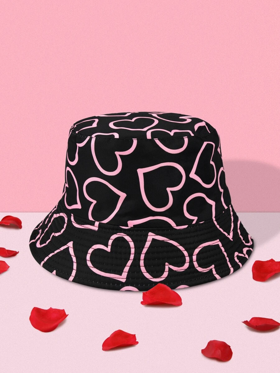 Heart Print Reversible Bucket Hat | SHEIN USA