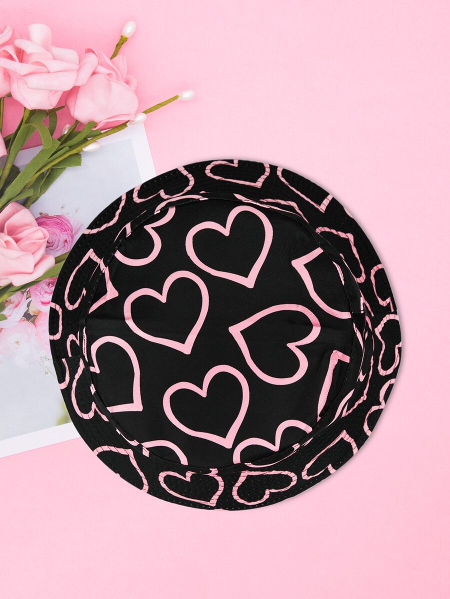 Heart Print Reversible Bucket Hat | SHEIN USA