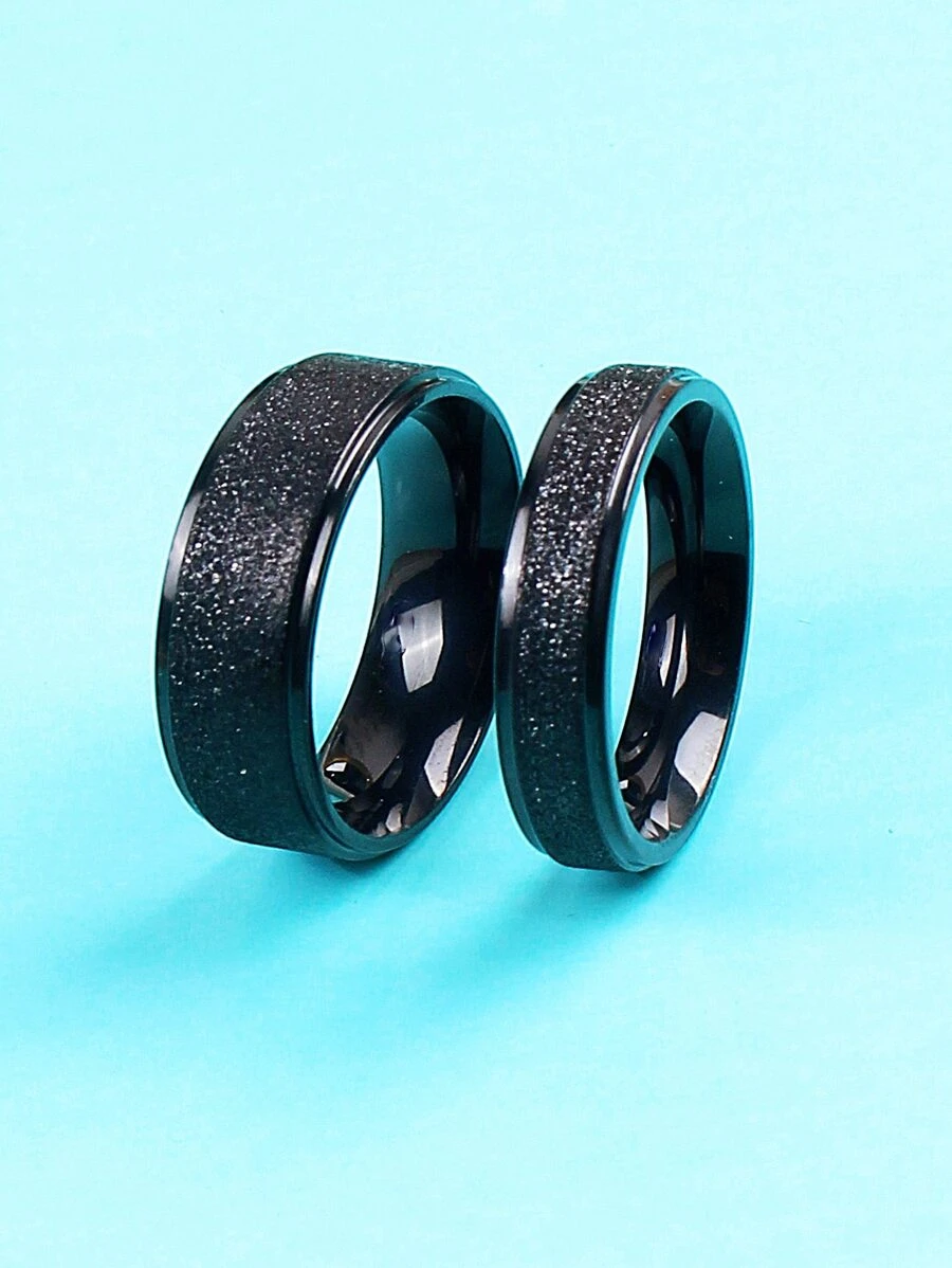 2pcs Couple Glitter Ring | SHEIN USA