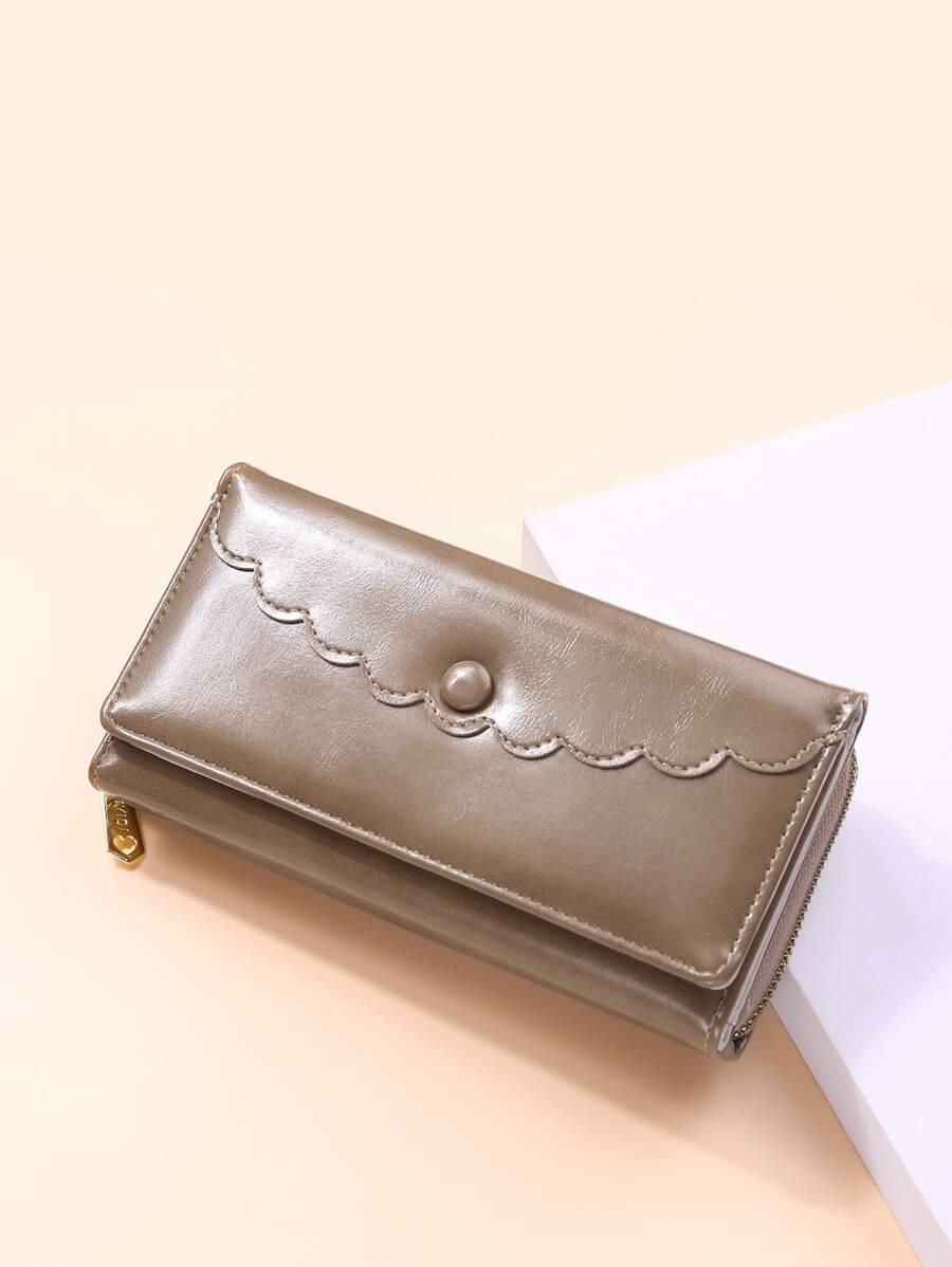 Scallop Trim Long Wallet | SHEIN USA
