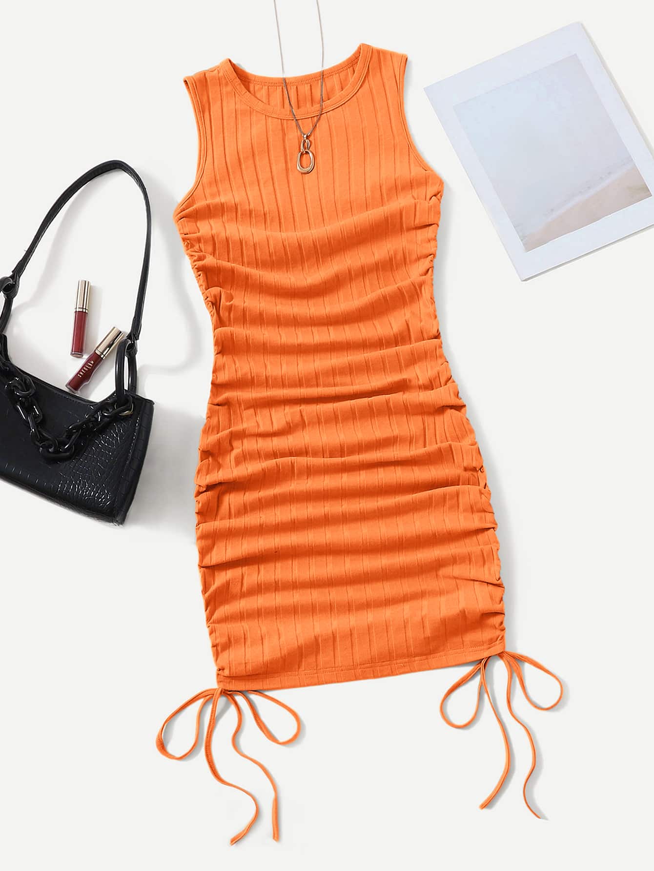 Shein Ezwear Ruched Drawstring Side Bodycon Dress Shein Uk