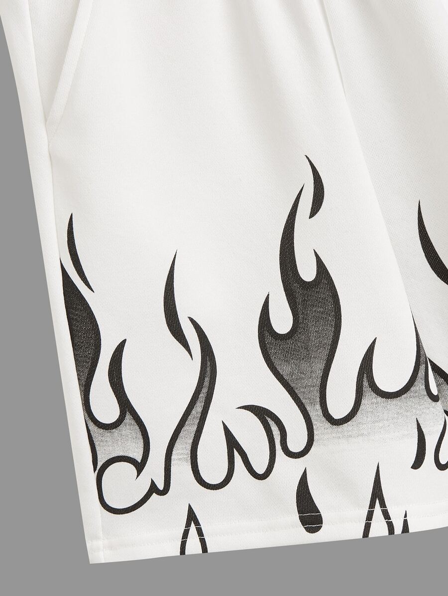 SHEIN Tween Boy Fire Print Tie Waist Shorts | SHEIN USA