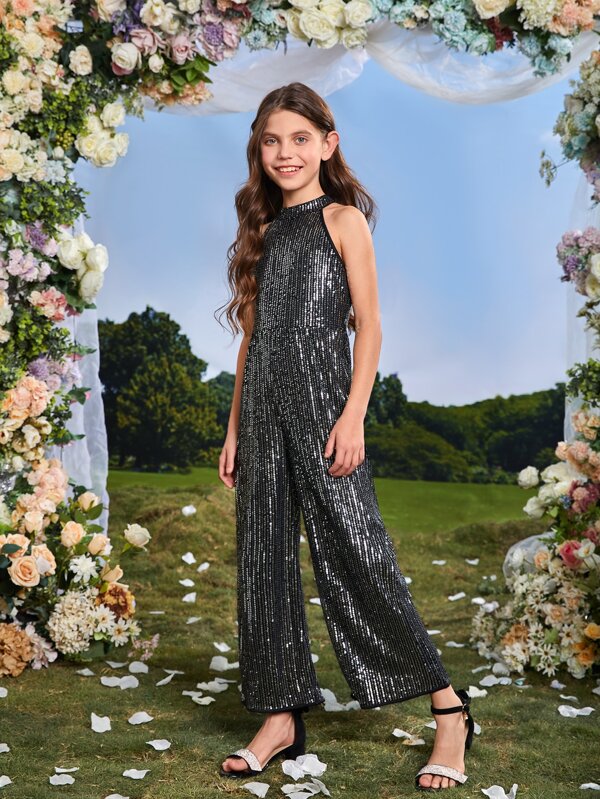 SHEIN Kids Nujoom Girls Halter Neck Sequin Jumpsuit for Sale Australia ...