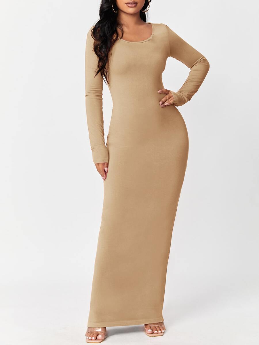 SHEIN SXY Solid Maxi Bodycon Dress | SHEIN USA