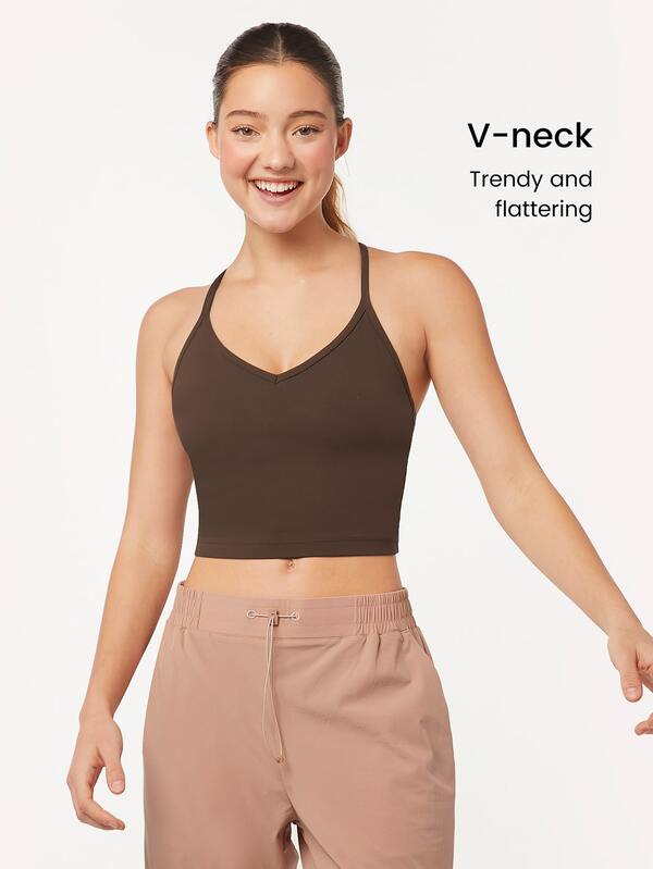 GLOWMODE FeatherFit™ Deep V Y-Back Bra Tank | SHEIN USA