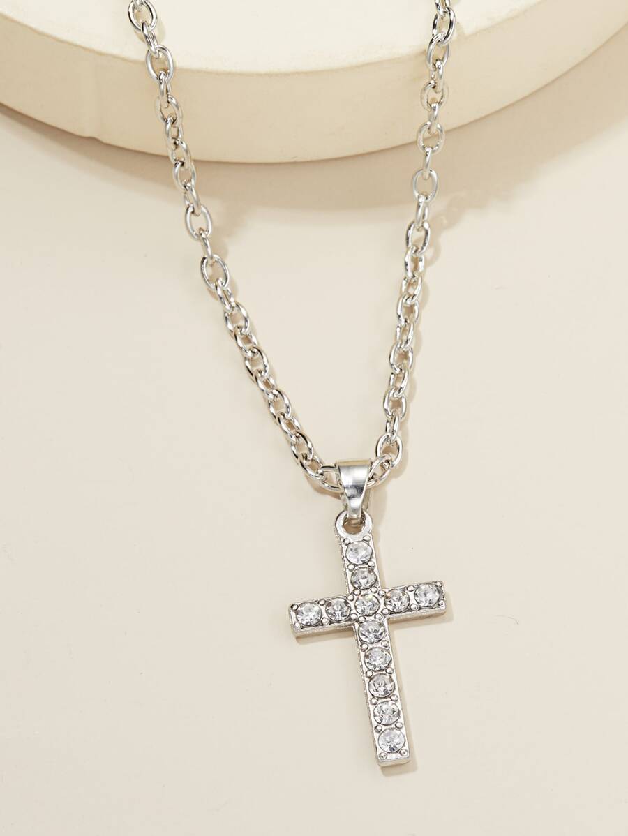 Rhinestone Cross Pendant Necklace | SHEIN USA
