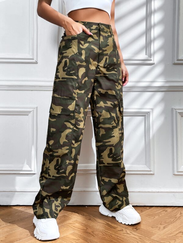 Shein Ezwear Cargo Hose Mit Gorpcore Camo Muster Pattentasche