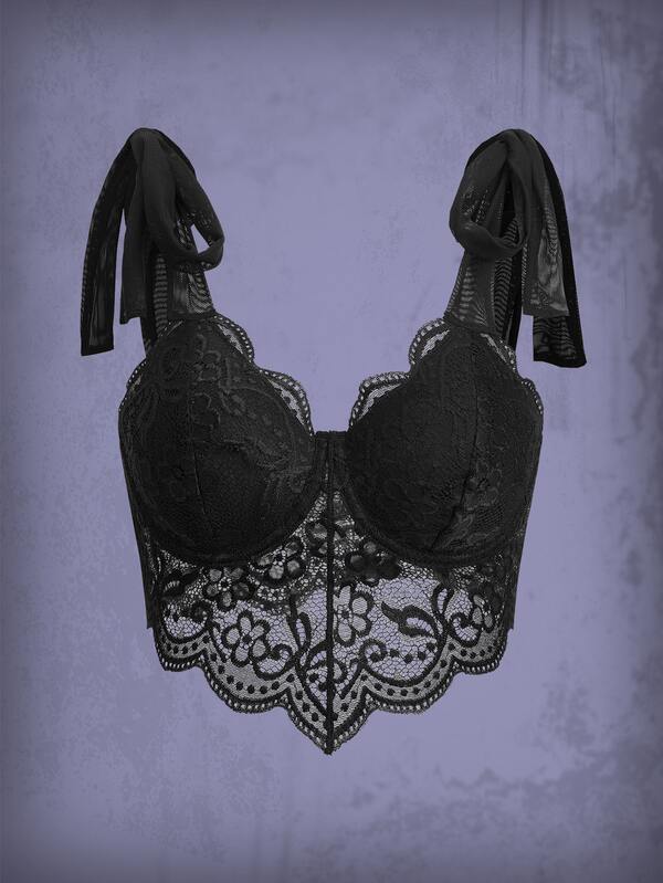 Goth Tie Shoulder Lace Cami Top | SHEIN USA