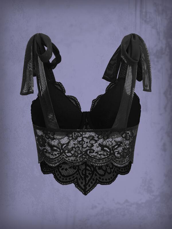 Goth Tie Shoulder Lace Cami Top | SHEIN USA