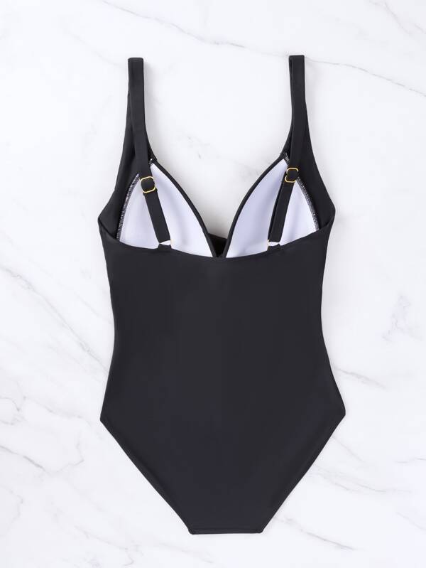 Shein Swim Basics Wrap Cross Push Up One Piece Swimsuit Shein Usa