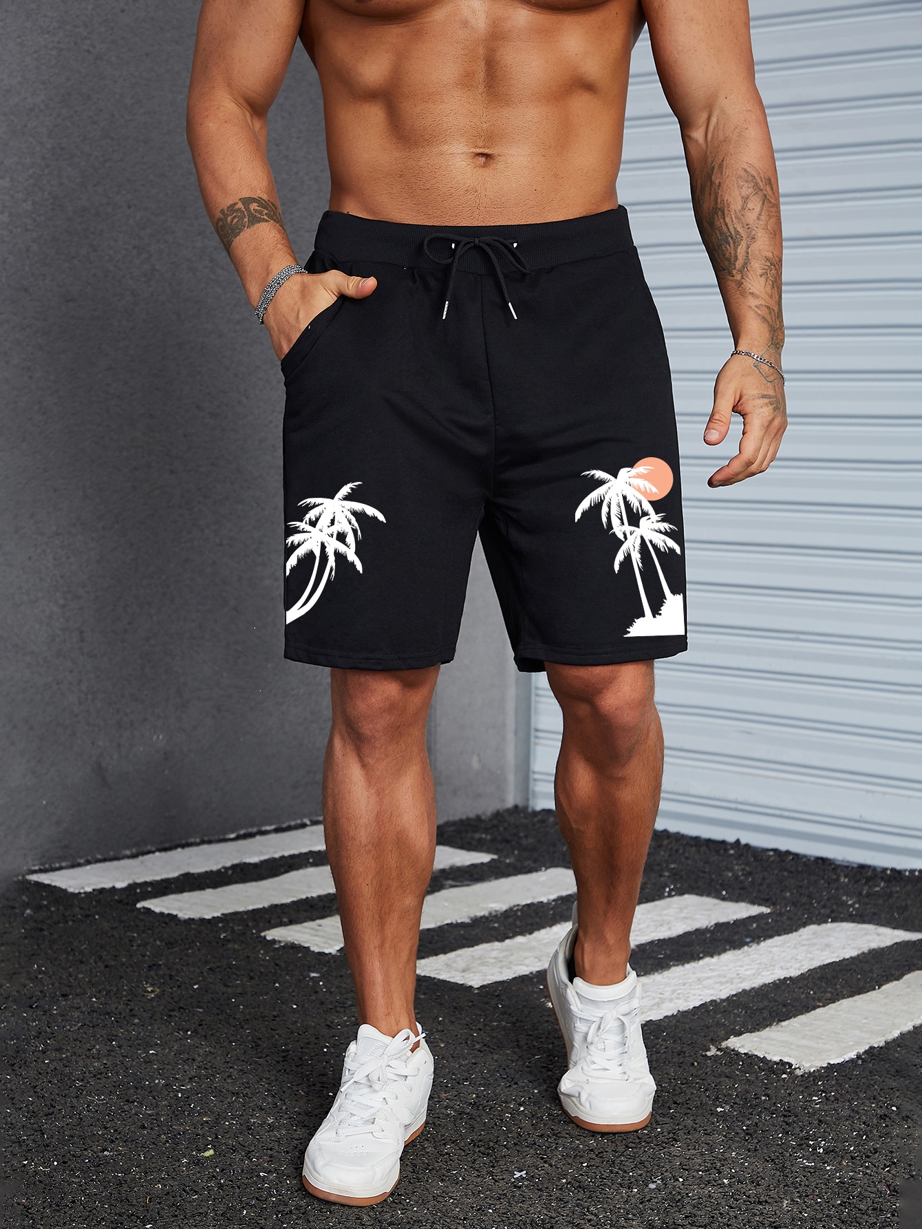 Manfinity RSRT Men Coconut Tree Print Drawstring Waist Shorts | SHEIN UK