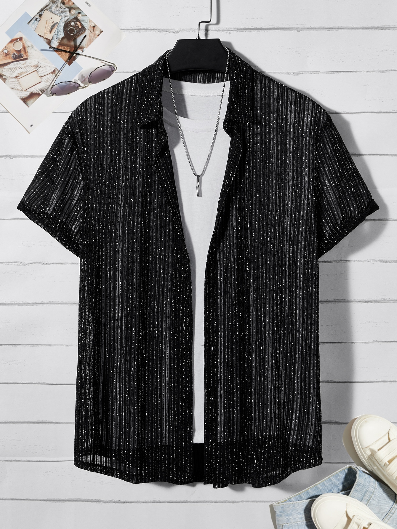 Manfinity Homme Men 1pc Glitter Shirt | SHEIN USA