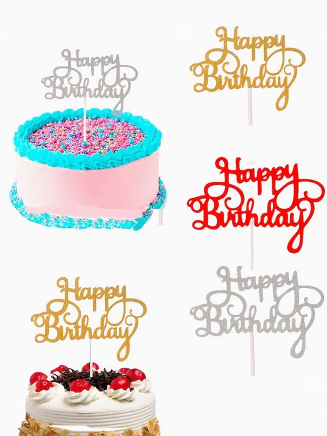 10 piezas Decoración de pastel con diseño de letra