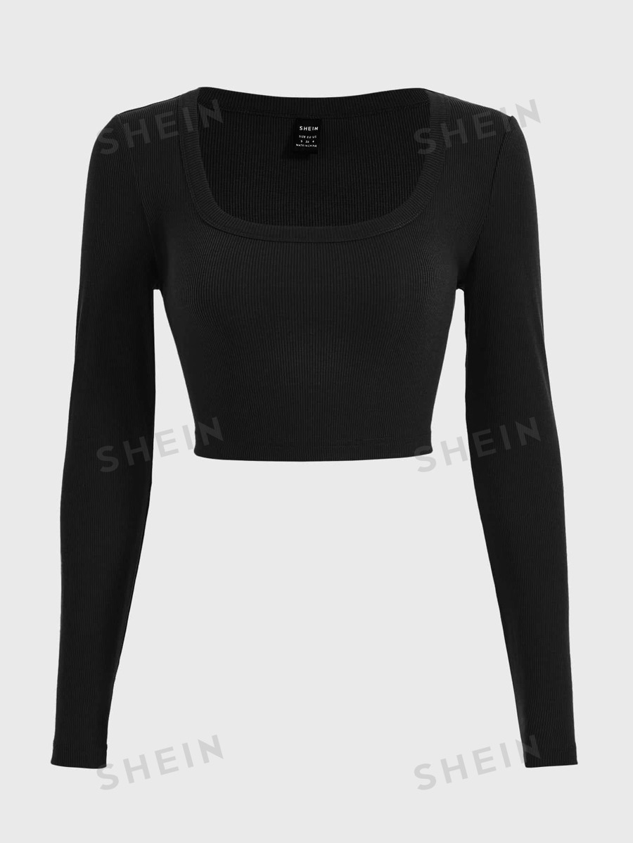 Shein Ezwear Square Neck Crop Tee Shein Uk