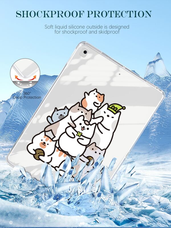 Funda compatible con iPad con patrón de gato de dibujos animados | Moda de Mujer | SHEIN México