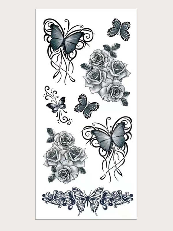 1sheet Flower & Butterfly Pattern Tattoo Sticker | SHEIN USA