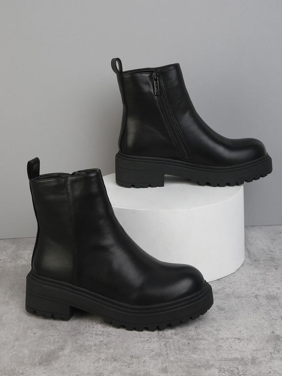 Zipper Side Stitch Detail Combat Boots | SHEIN USA