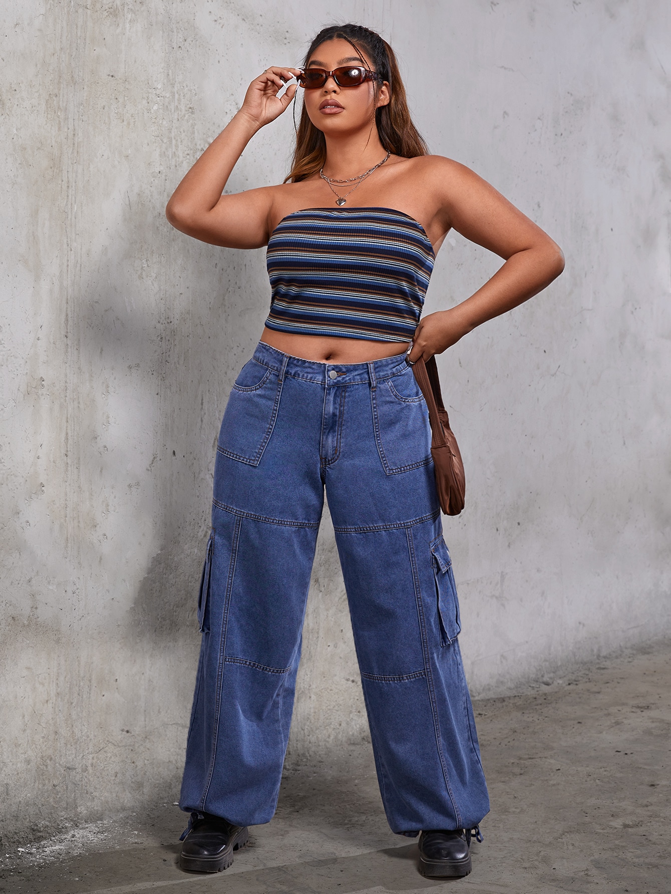 SHEIN EZwear Plus Striped Crop Tube Top | SHEIN USA