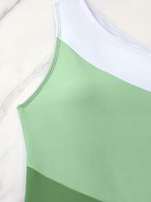 SHEIN Swim Vcay Colorblock Cut Out One Shoulder One Piece Swimsuit ...