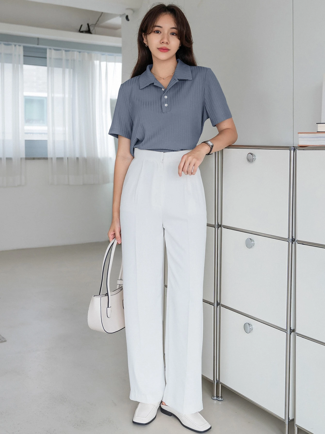 DAZY ポロネックリブニットTシャツ | SHEIN JAPAN