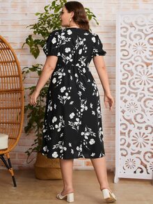 EMERY ROSE Plus Floral Print Puff Sleeve Dress | SHEIN USA