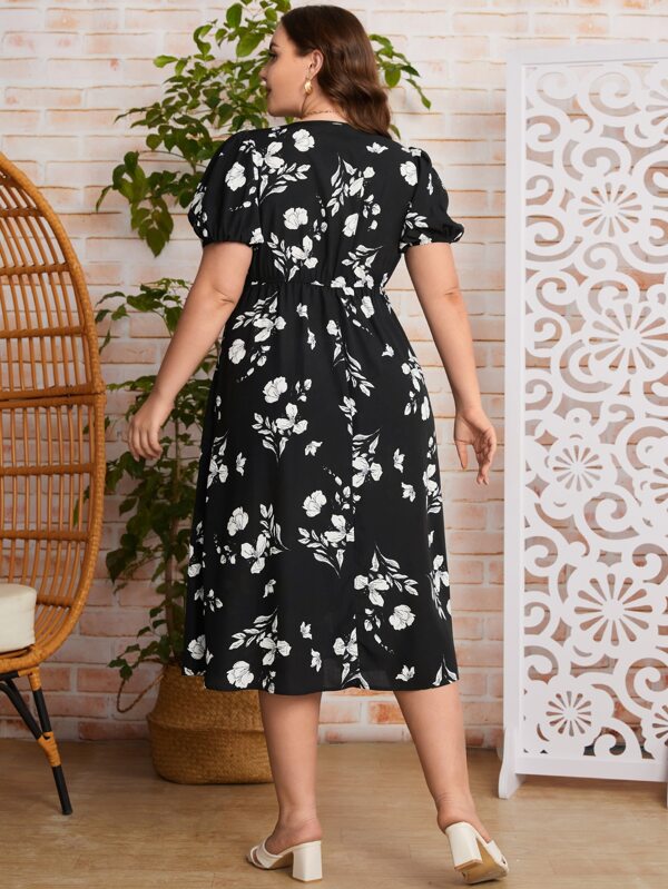 EMERY ROSE Plus Floral Print Puff Sleeve Dress | SHEIN USA