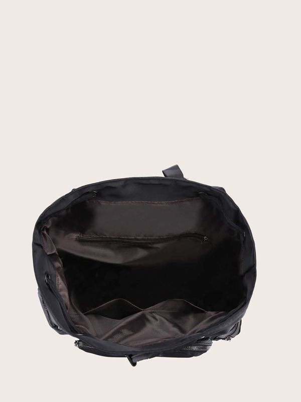 Minimalist Drawstring Decor Flap Backpack | SHEIN USA