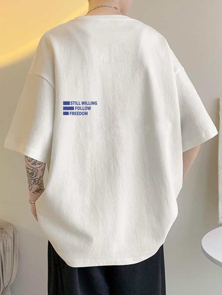 Manfinity Hypemode Men Letter Graphic Drop Shoulder Oversized Tee ...