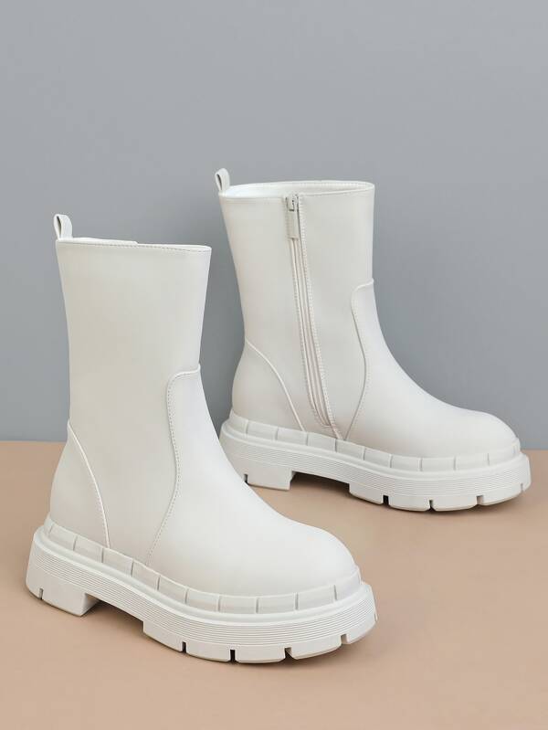 Side Zip Flatform Combat Boots | SHEIN USA