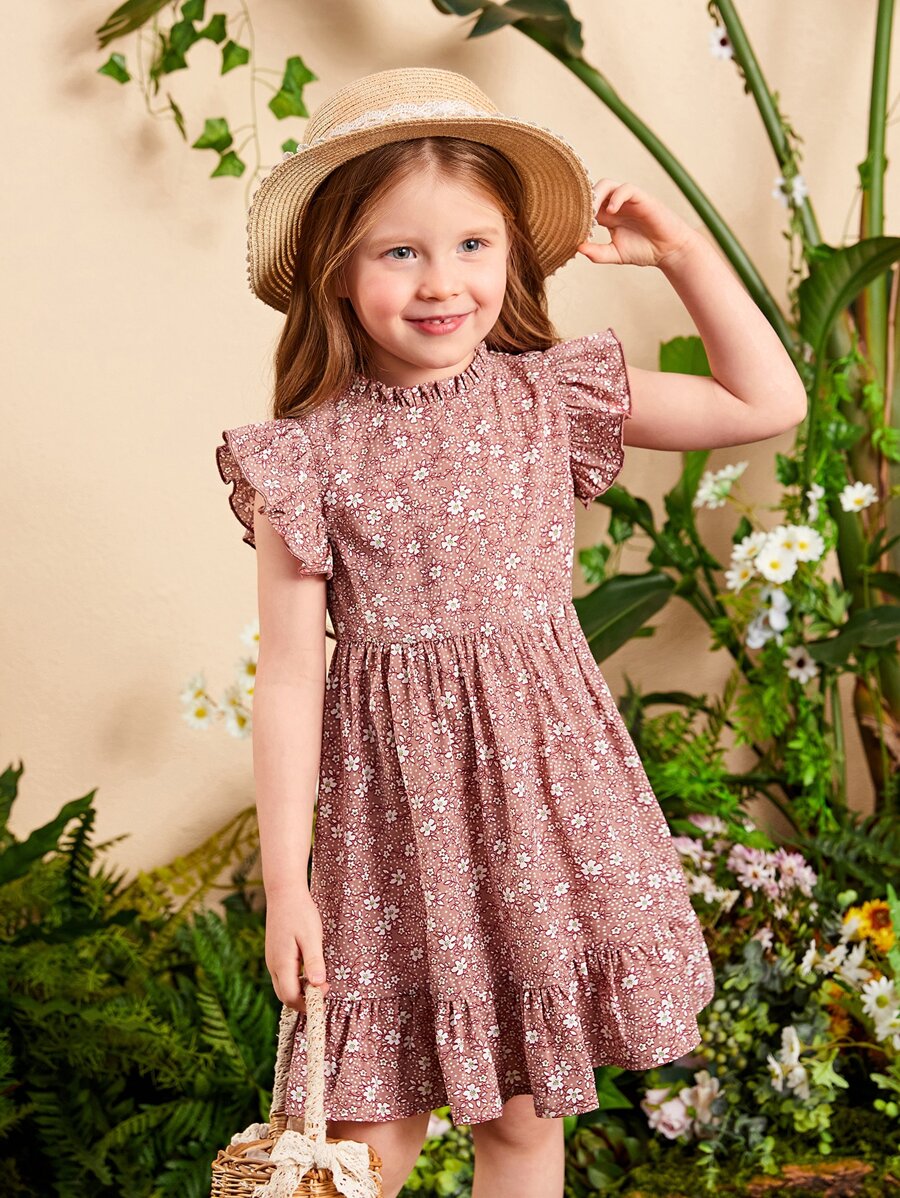 SHEIN Young Girl Ditsy Floral Ruffle Hem Dress | SHEIN USA