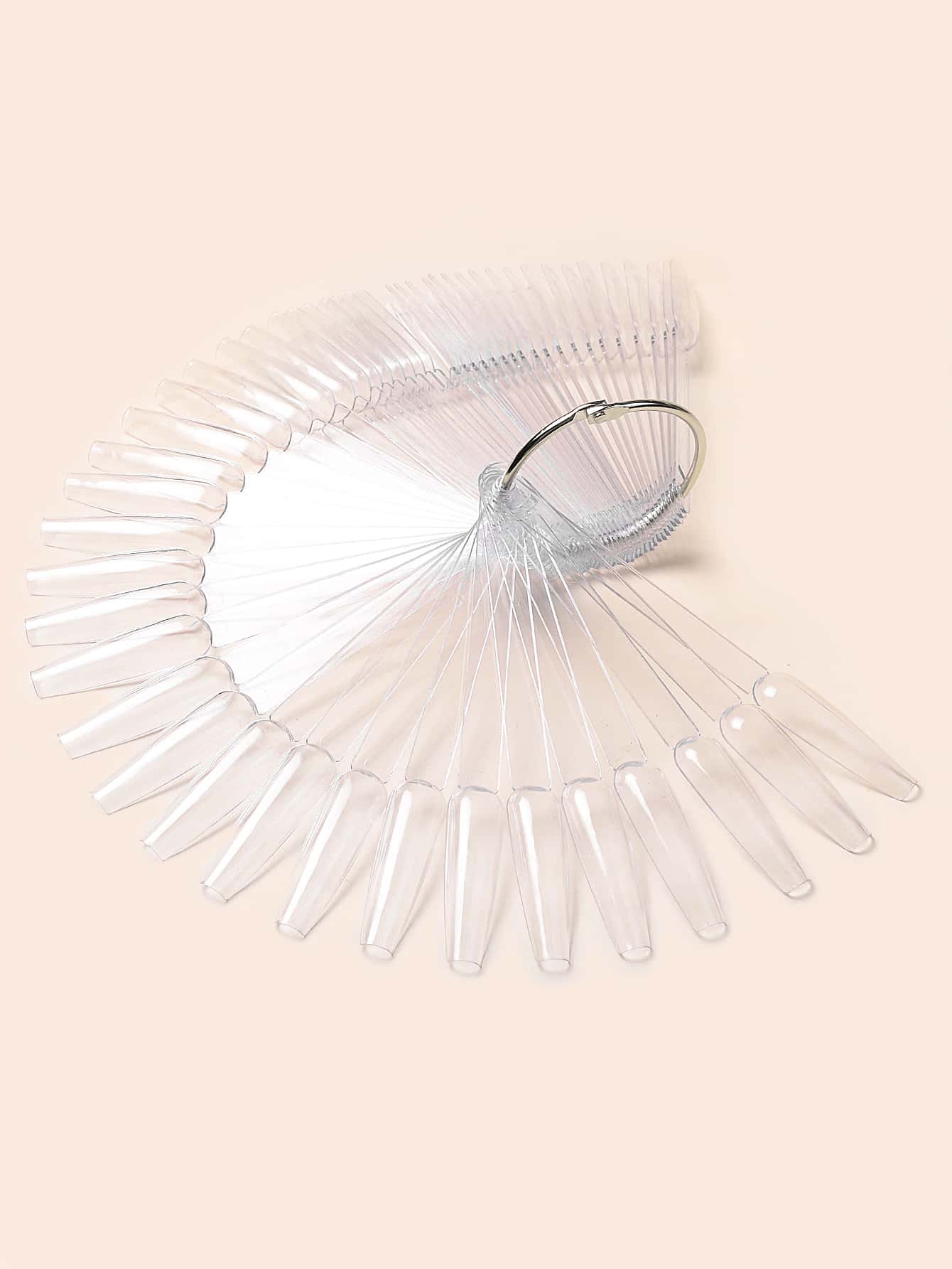 50pcs Transparent Nail Swatch Sticks With Ring, Clear Fan-Shaped Nail ...