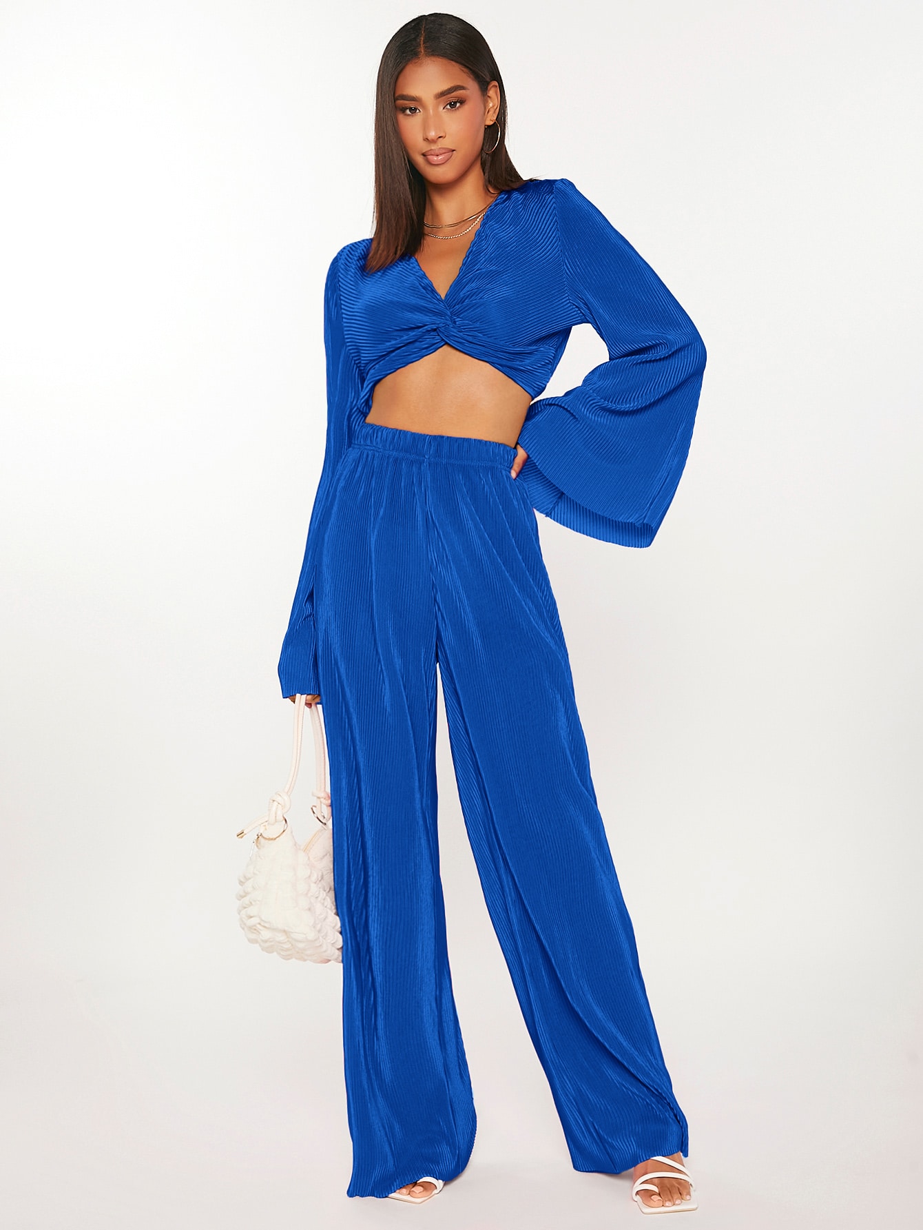 Shein Tall Twist Front Top And Wide Leg Pants Shein Usa