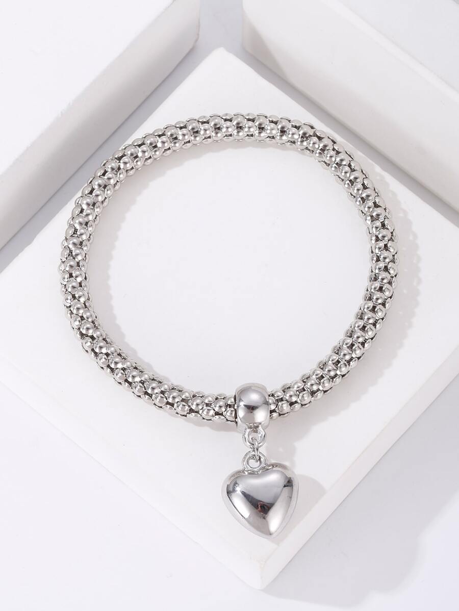 1pc Fashionable Simple Heart Shaped Charm Bracelet For Women, Daily ...