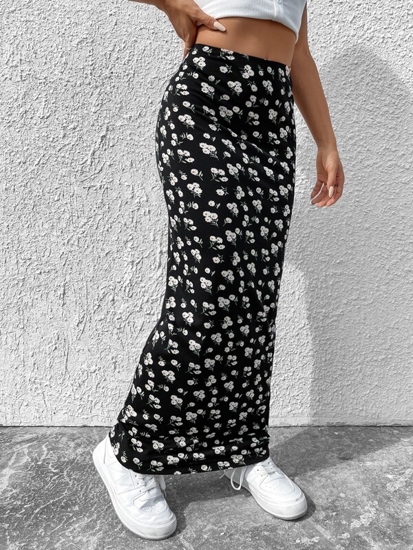 SHEIN Qutie Cottagecore Ditsy Floral Print High Waist Skirt | SHEIN USA