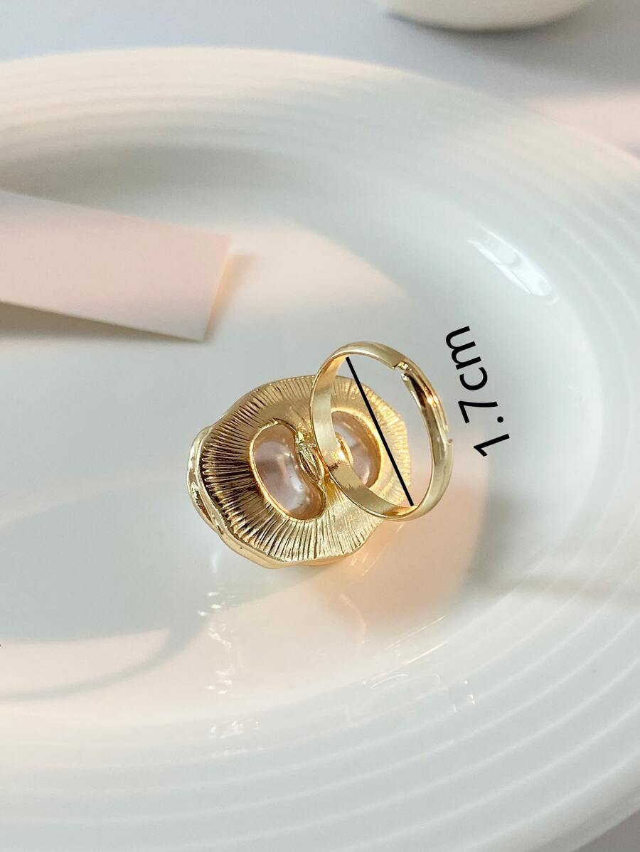 1pc Trendy Asymmetrical Geometric Pearl Ring | SHEIN UK